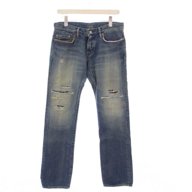 【中古】ヒステリックグラマー HYSTERIC GLAMOUR デニムパンツ ジーンズ ダメージ加工 スタッズ S ブルー 0121AP05