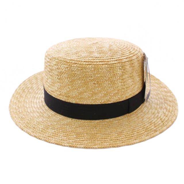 【中古】未使用品 田中帽子店 麦わら帽子 ハット 57.5 ベージュ UK-H043-NA /BM レディース