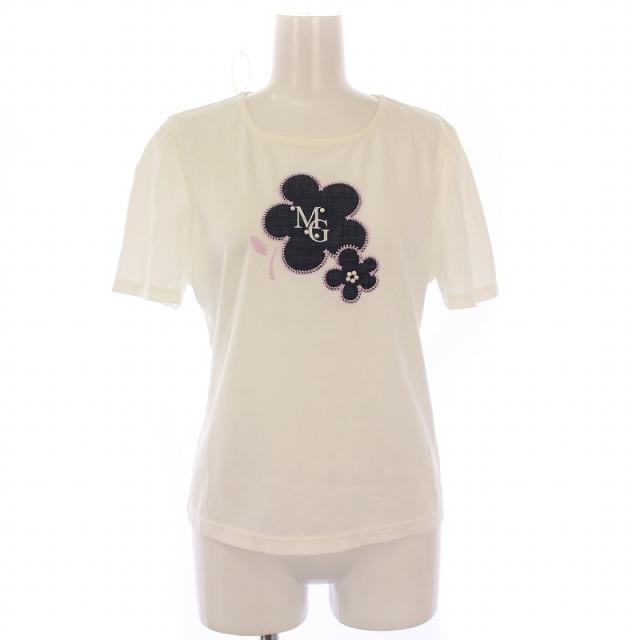 【中古】未使用品 エムズグレイシー M'S GRACY 24SS Tシャツ カットソー 半袖 クルーネック 花モチーフ 刺繍 38 白