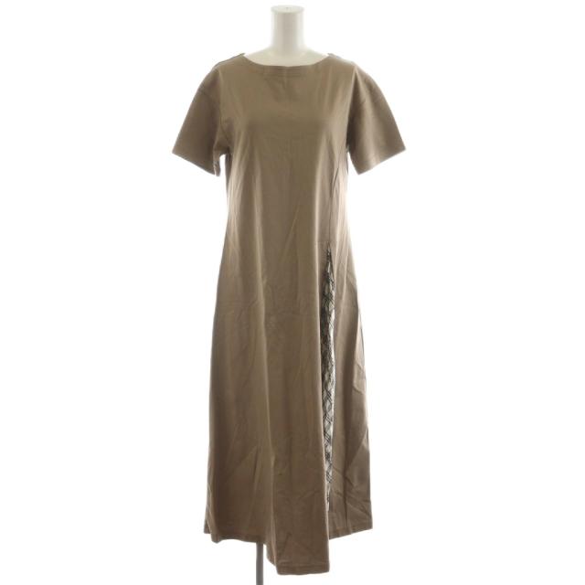 【中古】ブルーレーベルクレストブリッジ BLUE LABEL CRESTBRIDGE ワンピース ロング丈 半袖 チェック柄 36 茶