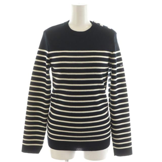 【中古】未使用品 セントジェームス SAINT JAMES マリンセーター Maree II R ニット カットソー 長袖 F38 紺 白