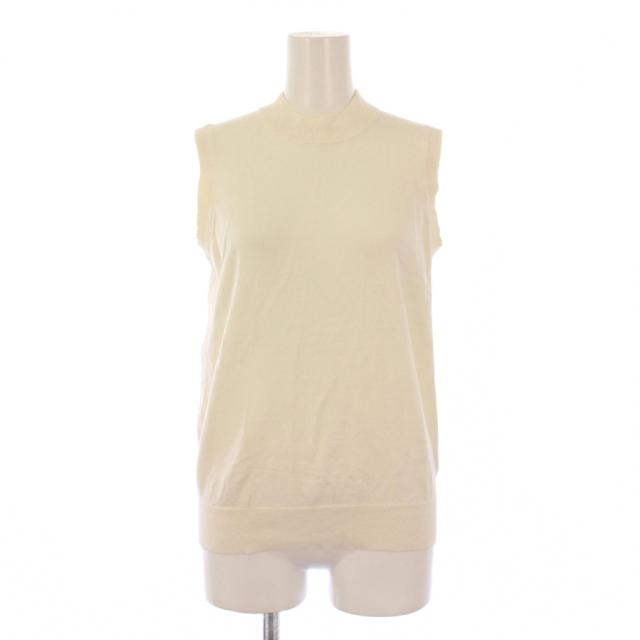 【中古】ミューズ ドゥーズィエム クラス ブロンザーリッチノースリーブ ニット 無地 麻 リネン シルク混 F 白