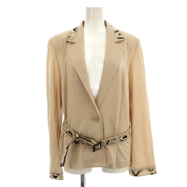 【中古】レオナール LEONARD FASHION テーラードジャケット 0381353 花柄 ウール混 LL ベージュ /☆G レディース