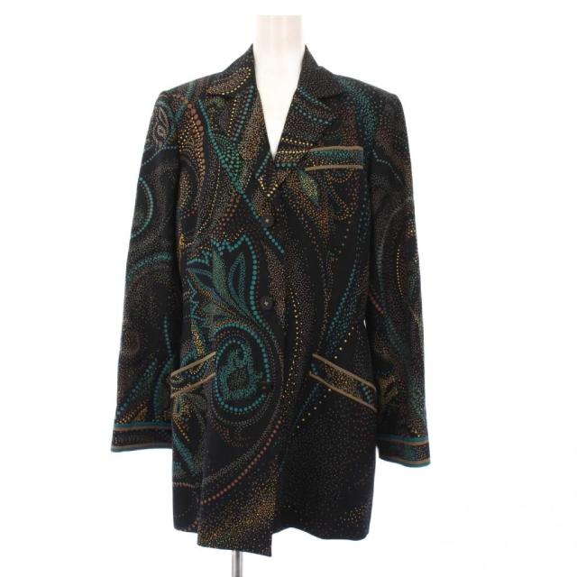 【中古】レオナール LEONARD FASHION  テーラードジャケット 3B 総柄 13AR ブラック 0341700 /KH レディース