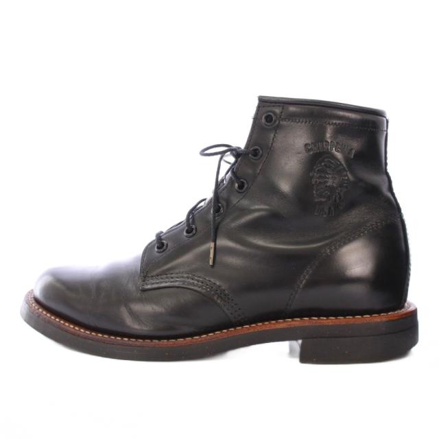 【中古】チペワ CHIPPEWA CORDOVAN LACE UP BOOT コードバンレースアップブーツ ショート ローヒール レザー 9D 黒