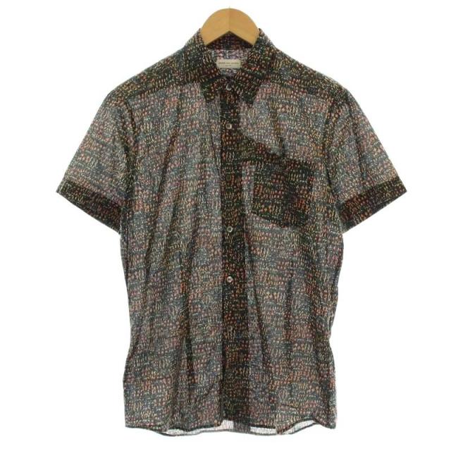 【中古】ドリスヴァンノッテン DRIES VAN NOTEN 半袖シャツ 1157-343-0371 総柄 コットン シャツ 46 緑 グリーン