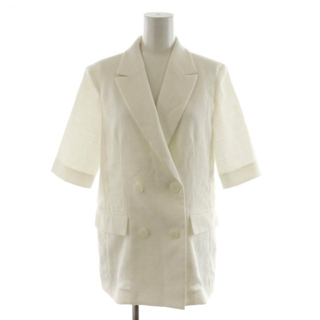 【中古】アナイ ANAYI 24SS ブッチャーハーフスリーブジャケット ダブル 半袖 36 白 ホワイト 10241710300