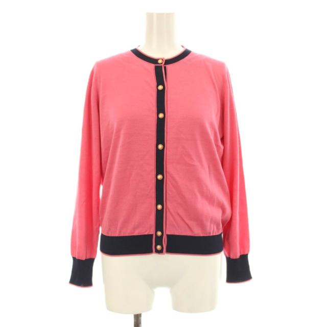 【中古】アナイ 22SS シルクコットン天竺クルーネック配色 カーディガン プルオーバー アンサンブルニット