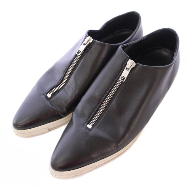 【中古】ステラマッカートニー STELLA McCARTNEY ローカットシューズ ポインテッドトゥ ファスナー レザー 37.5 黒