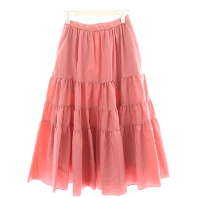 【中古】セブンテンバイミホカワヒト 22SS カラーティアードスカート フレアスカート ロング丈 S ピンク 6S306