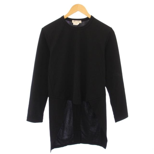【中古】コムデギャルソン COMME des GARCONS カットソー 長袖 クルーネック ストレッチ 無地 S 黒 ブラック