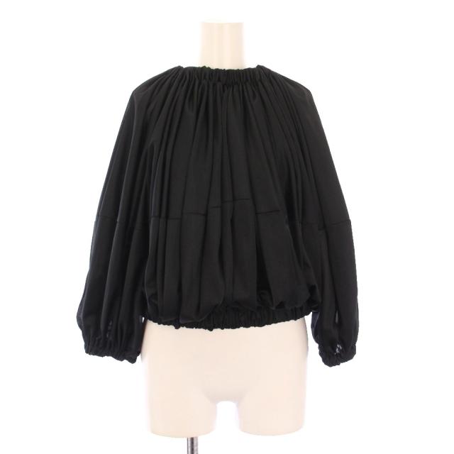 【中古】コムデギャルソン COMME des GARCONS バルーンシャツ ブラウス 長袖 クルーネック ギャザー ボリューム 黒