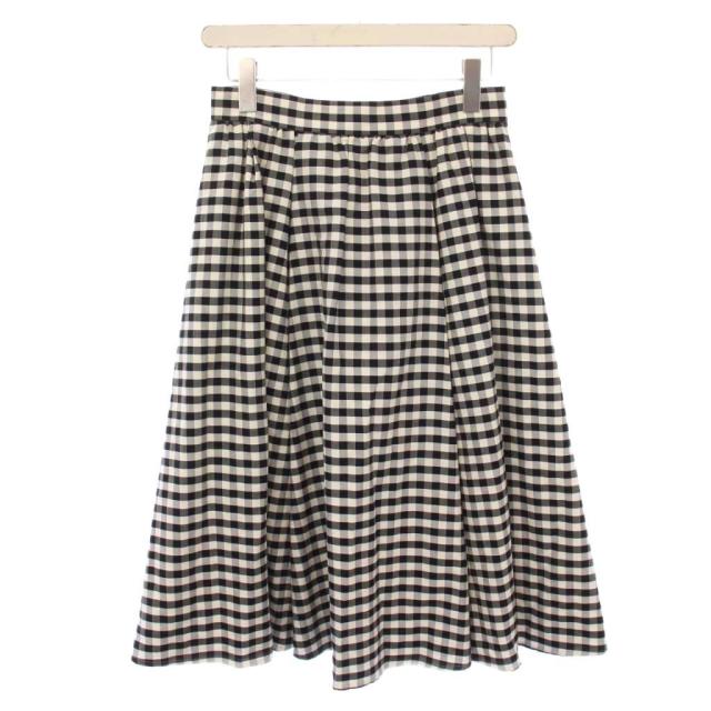 【中古】ルネ Rene フレアスカート ミモレ ロング ギンガムチェック柄 34 黒 ブラック 白 ホワイト /BB レディース