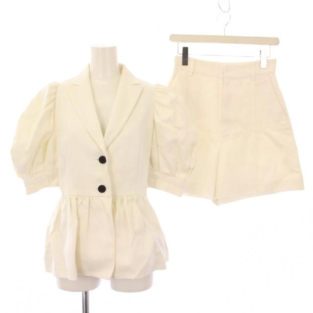 【中古】ラドロー LUDLOW 22SS セットアップ ショートパフスリーブジャケット ショートパンツ 1 白
