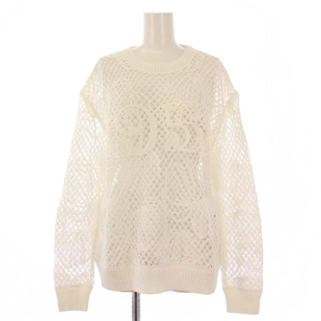 【中古】未使用品 マックスマーラ MAX MARA 25SS FAREA ファレア コットンヤーンニット 長袖 クルーネック ロゴ 白