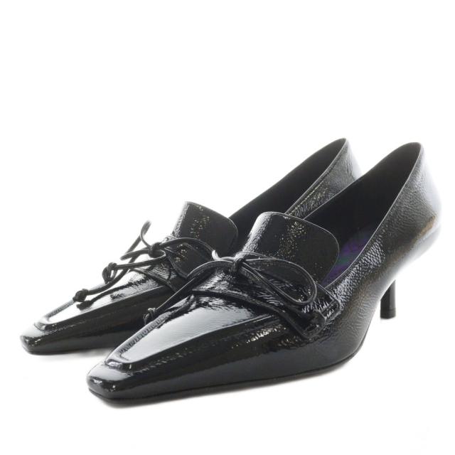 【中古】バーバリー BURBERRY パンプス ヒール リボン エナメル 36 黒 ブラック /AN6 レディース