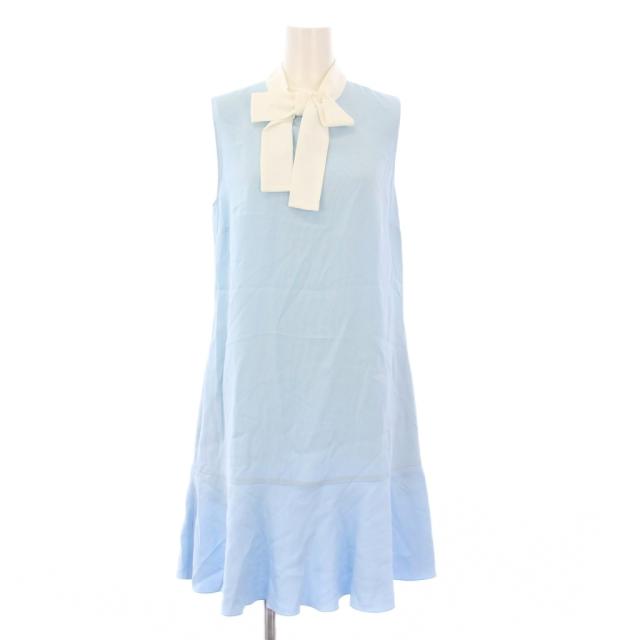 【中古】レッド ヴァレンティノ RED VALENTINO ノースリーブワンピース ひざ丈 リボン 40 ライトブルー IR3VAFJ5IT9