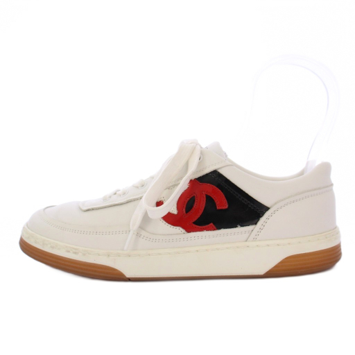 【中古】シャネル CHANEL ココマーク スニーカー レザー ローカット 37 白 G39978 /KH レディース