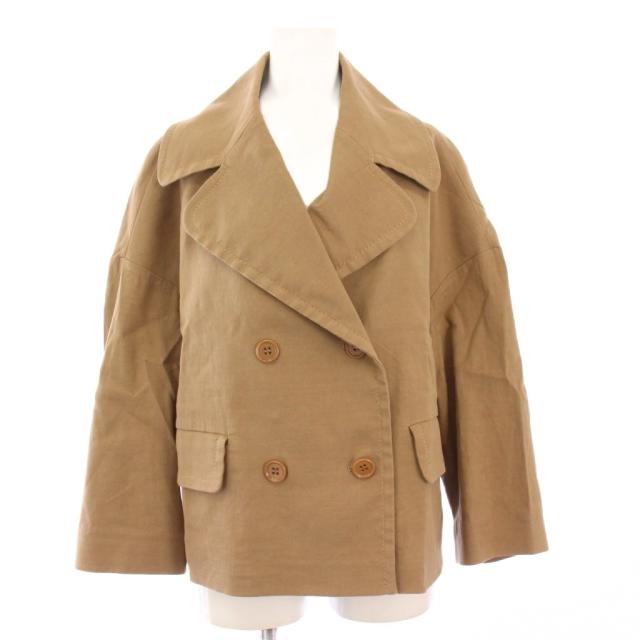 【中古】レッド ヴァレンティノ RED VALENTINO ダブルテーラードジャケット リネン 麻 38 ベージュ 2ROCJB756EL