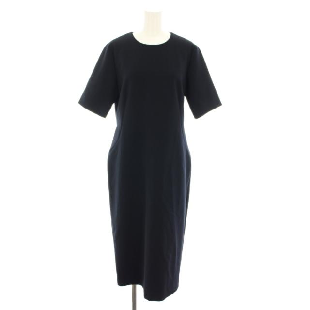 【中古】ザ ライナー THE LINER アイラインドレス I-Line Dress ワンピース ひざ丈 半袖 38 紺 TL1-DR04 レディース