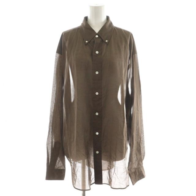 【中古】シンゾーン Shinzone SHEER DADDY SHIRT シャツ ブラウス 長袖 シアー シースルー F0 茶 ブラウン 25MMSBL09