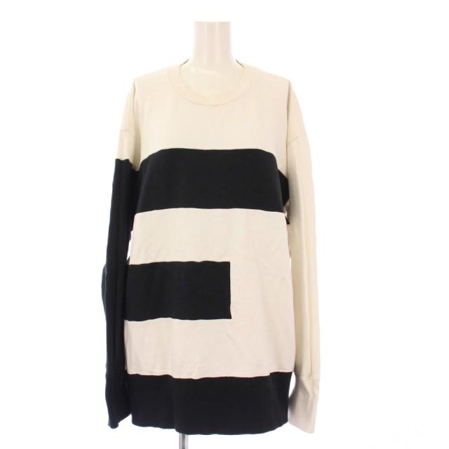 【中古】メゾンマルジェラ MM6 Maison Margiela スウェット トレーナー 長袖 バイカラー オーバーサイズ S 白 黒