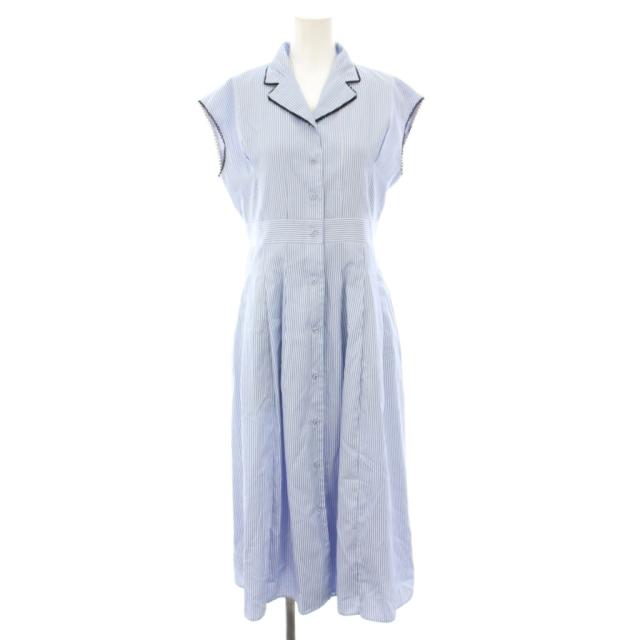 【中古】トッカ 25SS RAINY RAINING ドレス ワンピース ひざ丈 半袖 ストライプ柄 0 水色 OPTOGM0940 レディース