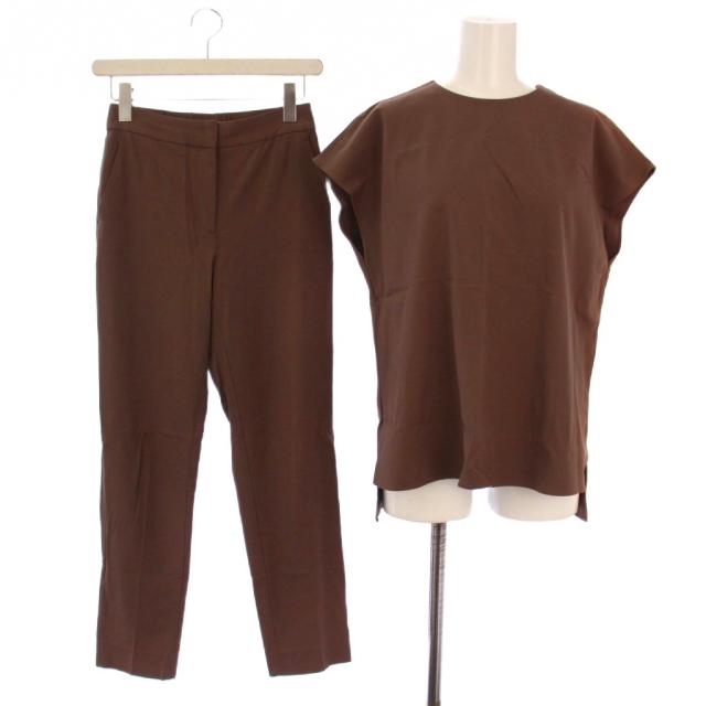 【中古】セオリーリュクス セットアップ 上下 カットソー 半袖 パンツ 38 34 茶 レディース