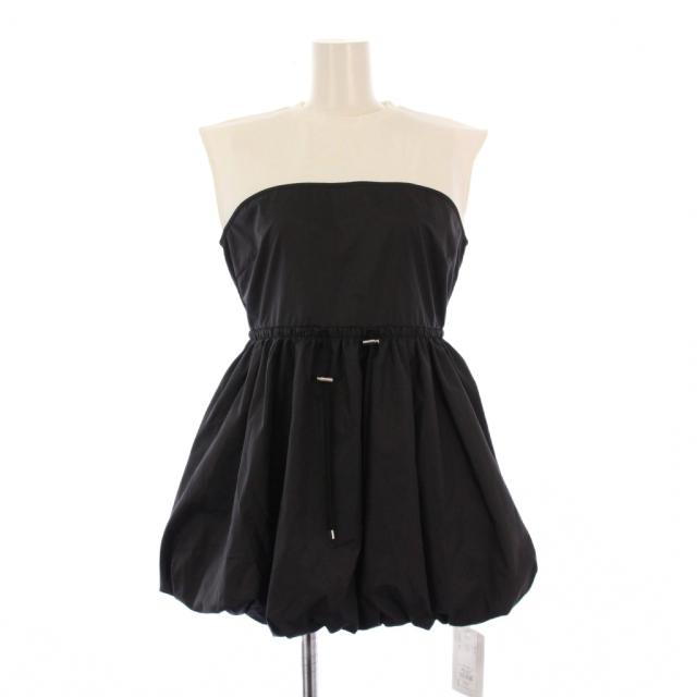 【中古】セルフォード ドロストペプラムデザインカットソー ノースリーブ クルーネック 切替 バイカラー F 黒 白