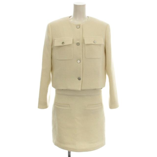 【中古】セオリー Theory ツイード スーツ セットアップ PKT CARDGN JKT ワンピース ひざ丈 ジャケット 2 白