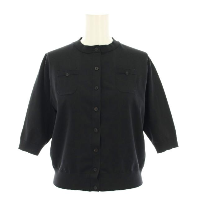 【中古】キャバン ファインポリエステルハーフスリーブポケットカーディガン 五分袖 S 黒 39020102012 レディース