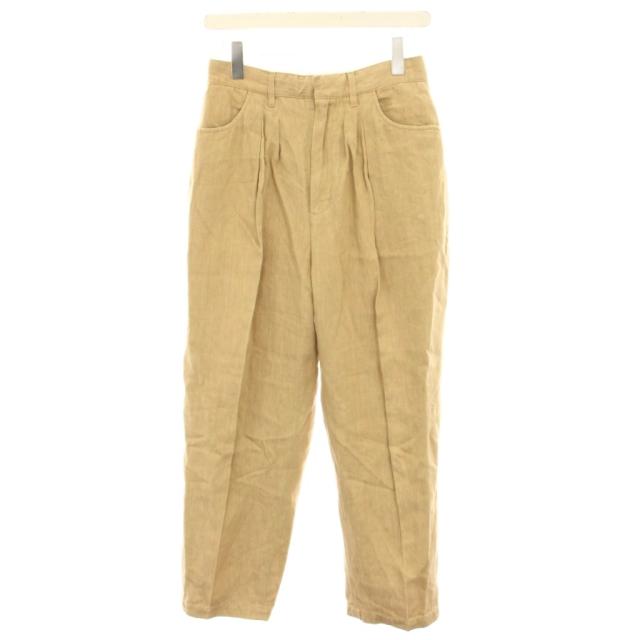 【中古】ファーラー ツータックワイド リネンデニム ワイドパンツ 麻 W28 L28 ベージュ FR0301-W4009 レディース