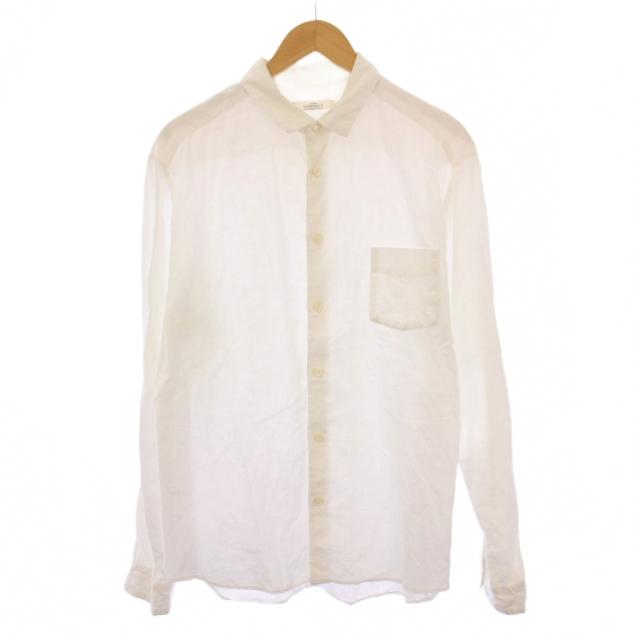 【中古】ネストローブ nest Robe CONFECT ハイカウントリネンレギュラーカラーシャツ カジュアル 長袖 無地 5 白