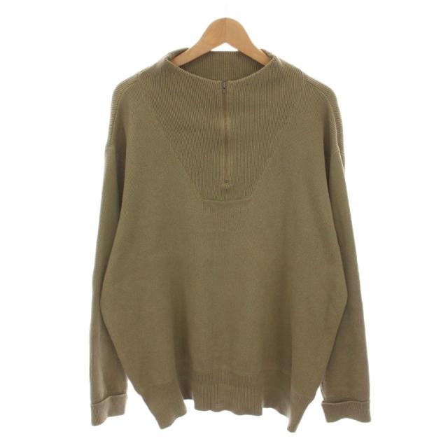 【中古】マーガレットハウエル MHL. VINTAGE DRY COTTON ニット セーター ハーフジップ 長袖 L カーキ 5964160503