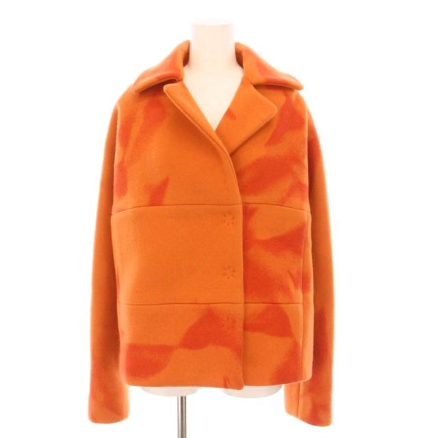 【中古】ボッテガヴェネタ BOTTEGA VENETA ショートコート ウール カシミヤ混 ダブル アウター オレンジ 386053