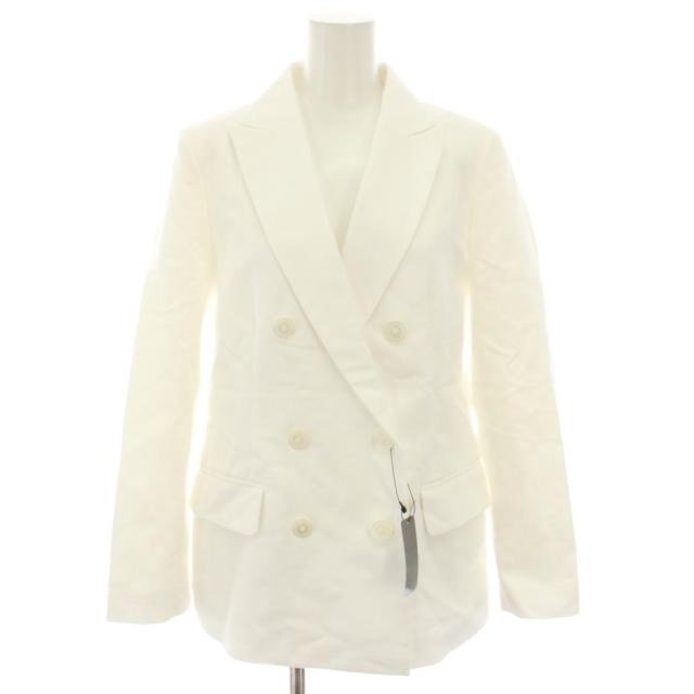 【中古】未使用品 エストネーション 25SS ダブルブレストジャケット 麻 38 白 51-109-04-030272 レディース