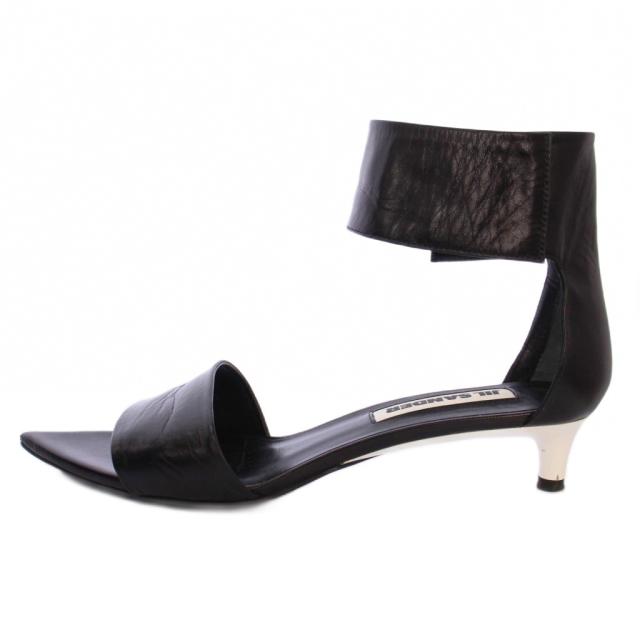 【中古】ジルサンダー JIL SANDER アンクルストラップサンダル ローヒール レザー 35 黒 JS36138A /BM レディース