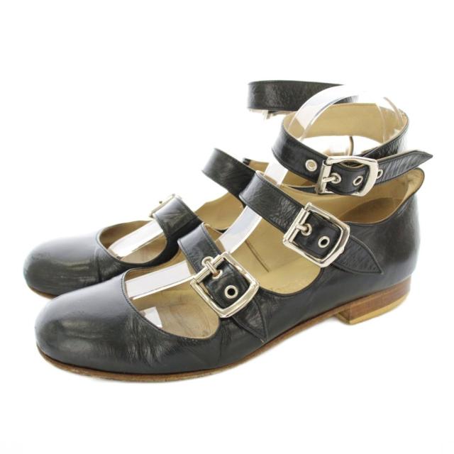 【中古】ヴィヴィアンウエストウッド ROMAN 3-STORAP パンプス ストラップ レザー ベルト 黒 ブラック