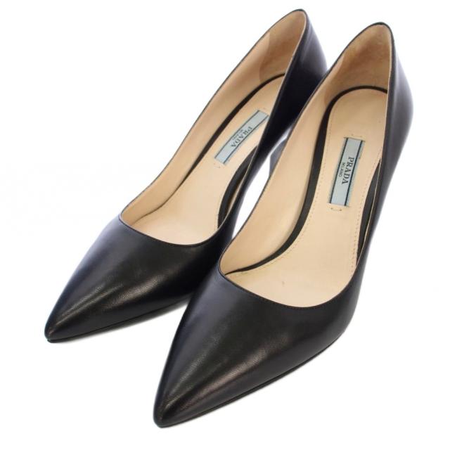 【中古】プラダ PRADA パンプス スムースレザー ポインテッドトゥ 36 黒 /TK レディース