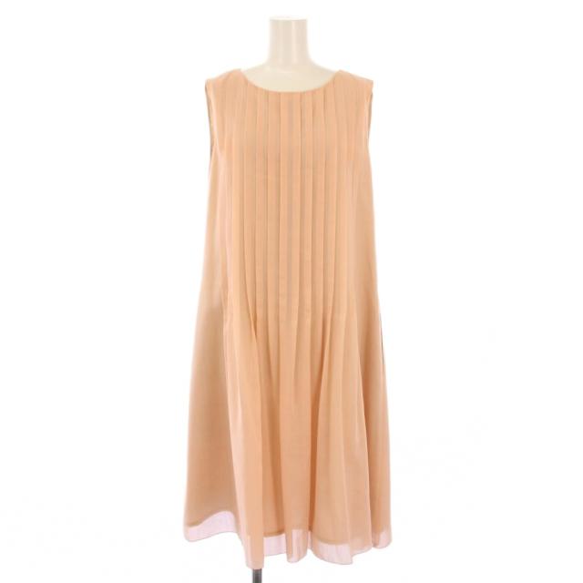 【中古】デイジーリンフォクシー フレアワンピース ひざ丈 ノースリーブ クルーネック ウール混 42 ピンク