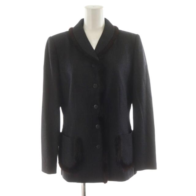 【中古】ミス アシダ miss ashida ジャケット シングル ファー ミンク ウール 7 グレー /AN15 レディース