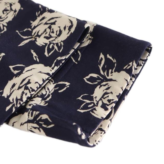 中古】ケイミー kayme ワンピース ひざ丈 7分袖 花柄 バラ柄 7 紺