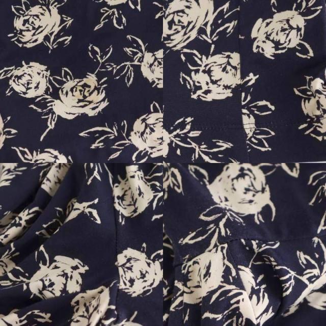 【中古】ケイミー kayme ワンピース ひざ丈 7分袖 花柄 バラ柄 7 紺 ネイビー OBWG4167 /AN44 レディース 中古】ケイミー kayme ワンピース ひざ丈 7分袖 花柄 バラ柄 7 紺