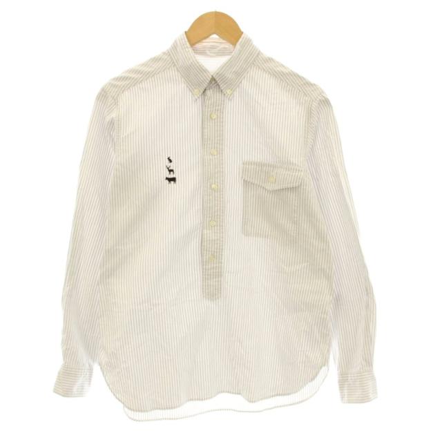 【中古】マウンテンリサーチ ボタンダウンプルオーバーシャツ カジュアルシャツ 長袖 ストライプ柄 S MTR-1166
