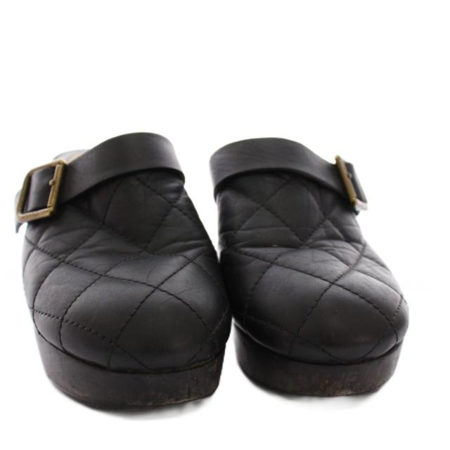 【中古】シャネル CHANEL サボサンダル ミュール キルティング レザー 34 黒 ブラック ココマーク /YM レディース 中古】シャネル CHANEL サボサンダル ミュール キルティング レザー 34