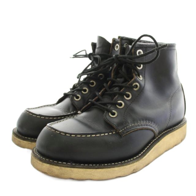 【中古】レッドウィング 6-inch Classic Moc 90s ショートブーツ アイリッシュセーター 犬タグ 黒 8179 レディース