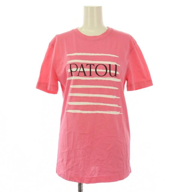 【中古】パトゥ PATOU Tシャツ カットソー 半袖 クルーネック ロゴ プリント ストレッチ XXS ピンク 24PM-JE1179999