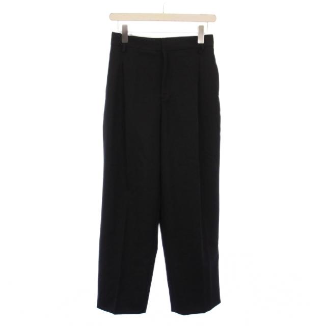 【中古】チノ CINOH TUCK WIDE PANTS タックワイドパンツ スラックス ジップフライ ウール ワンカラー 無地 36 黒