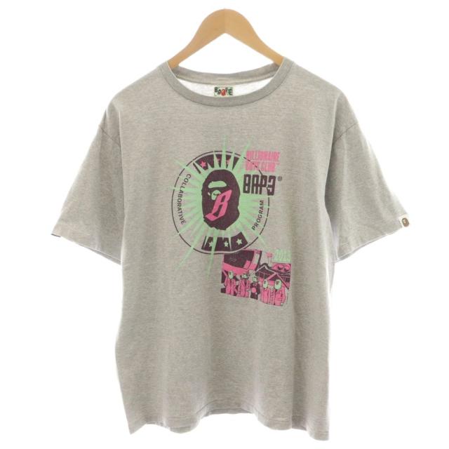 【中古】アベイシングエイプ × ビリオネア ボーイズ クラブ Tシャツ カットソー 半袖 ロゴ プリント XL グレー