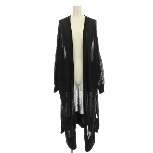 【中古】ミューズ MUSE de Deuxieme Classe 17AW PARU コットンVネック ロング カーディガン ニット ナイロン混 黒